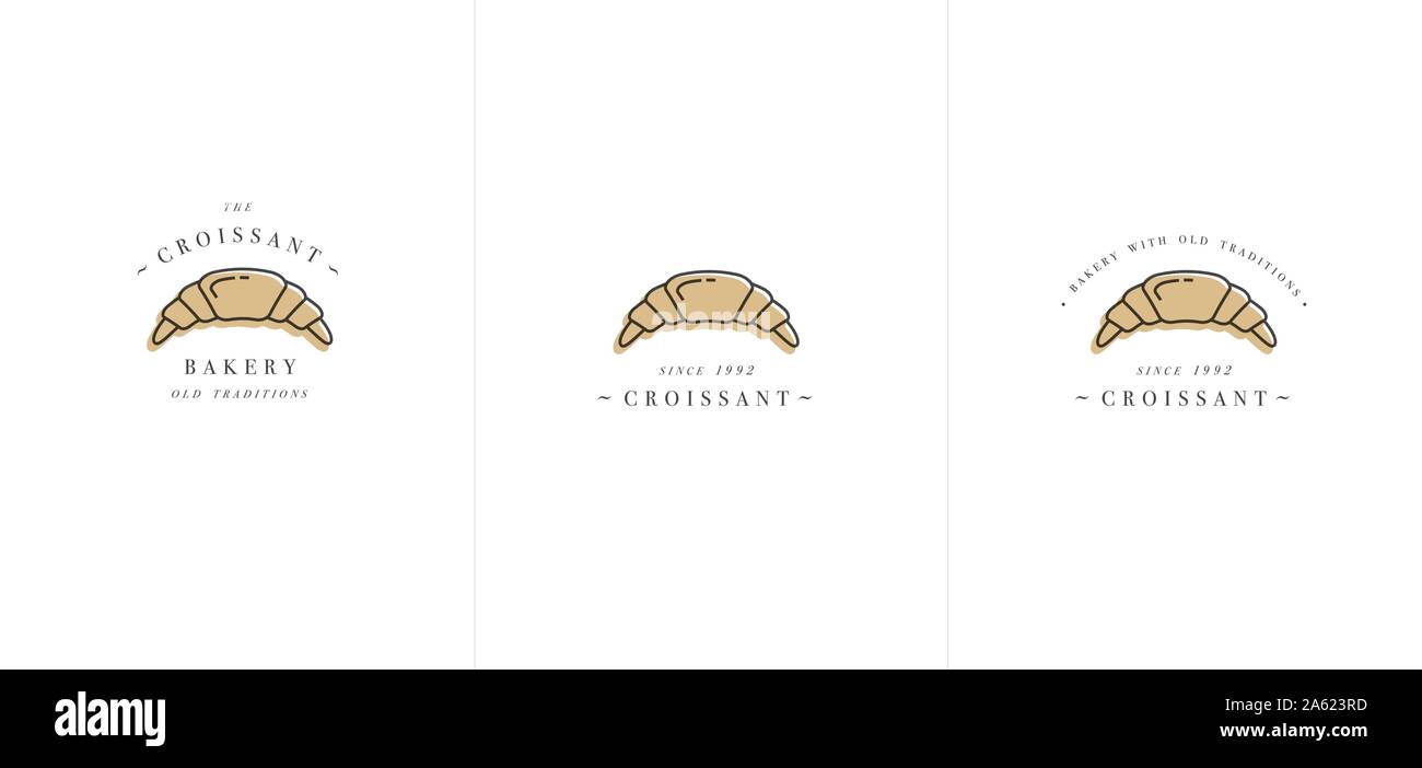 Croissant bakery emblem or logo with typography. Bakery shop or pastry ...