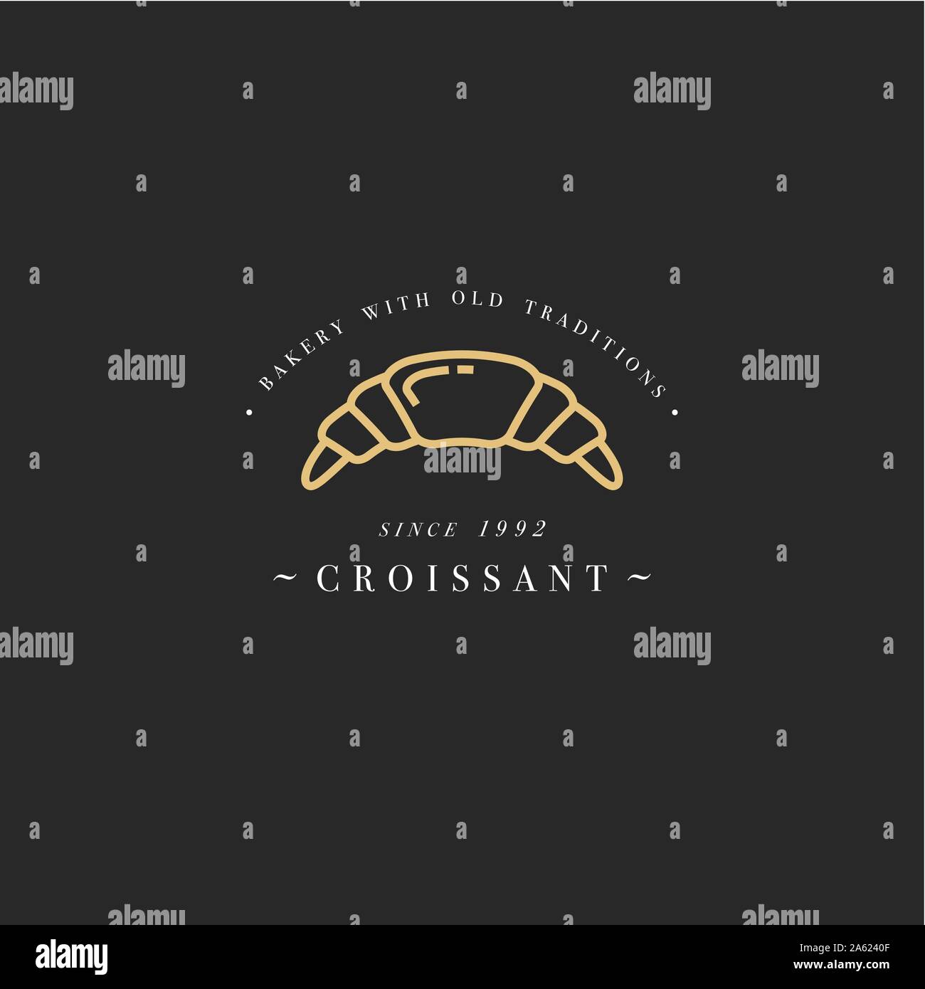 Croissant bakery emblem or logo with typography. Bakery shop or pastry ...