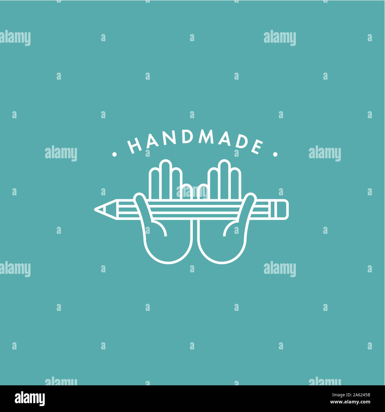 Vector hand made label and badge in linear trendy style - hand made ...