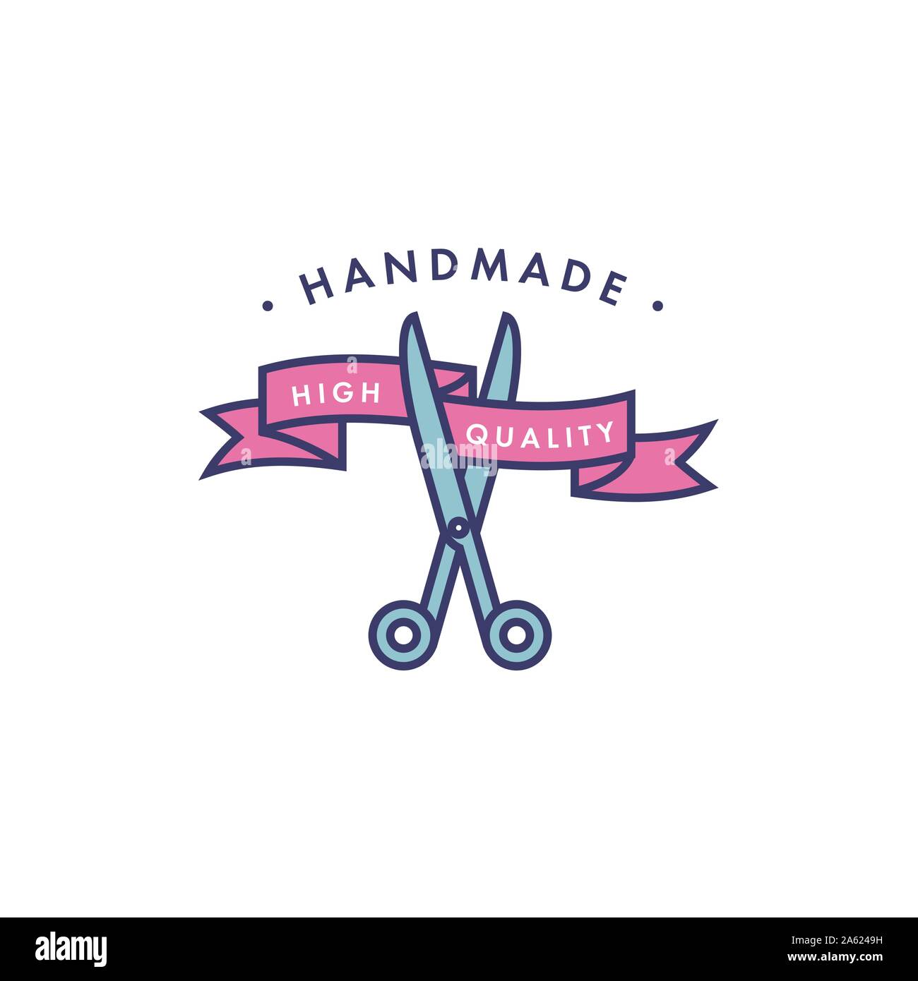 Handmade colorful line logo. Handmade linear badge or handmade outline ...
