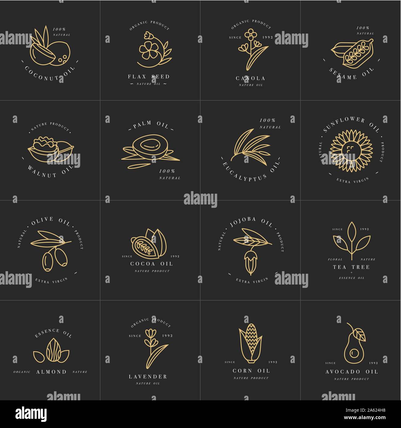 Vector set design templates and emblems - healthy and cosmetics oils ...