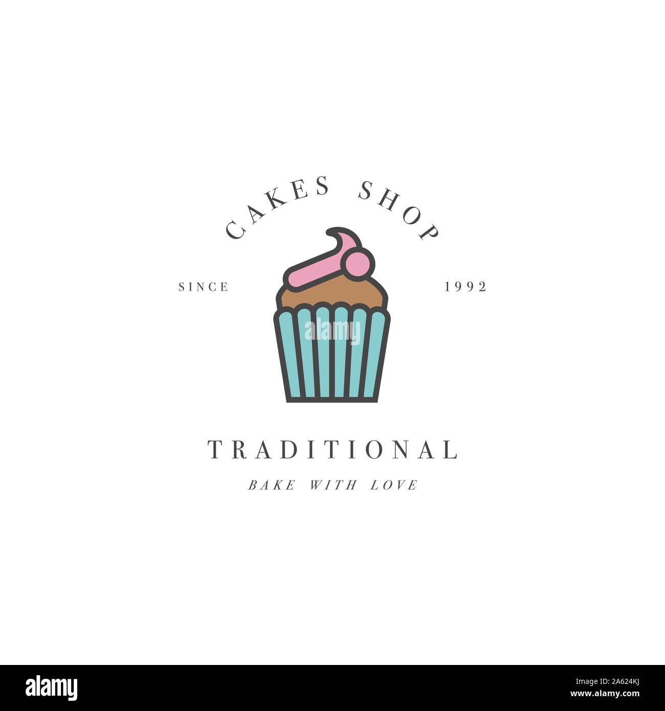 Vector design template and emblem - cupcake icon for cake shop. Sweet ...