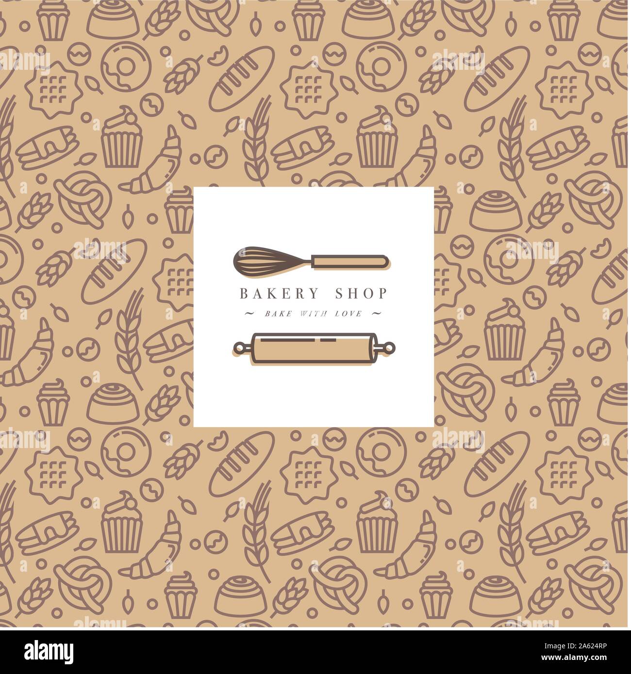 Vector design template and elements for bakery packaging in trendy ...