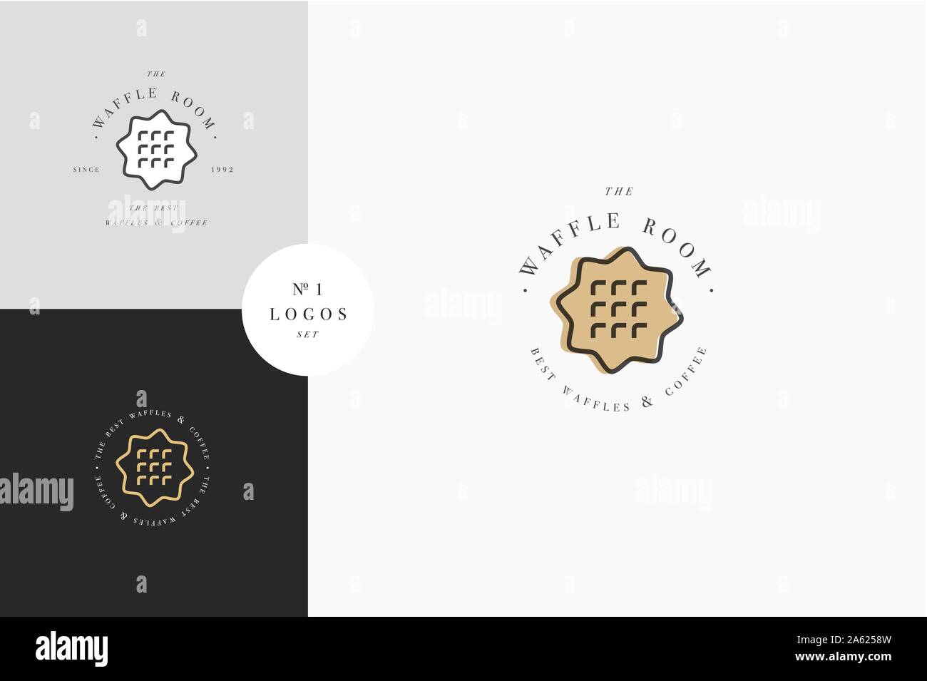 Vector design template and emblem - waffle icon for bake shop. Sweet ...