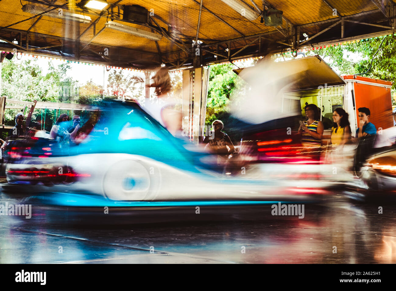 Malaga City, Spain - 20 July 2018. Fun adults and children attractions ...