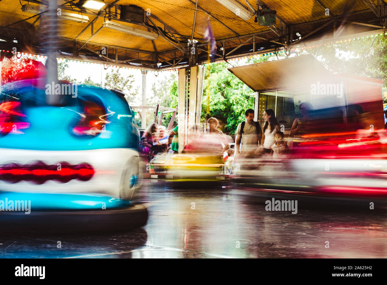 Malaga City, Spain - 20 July 2018. Fun adults and children attractions ...