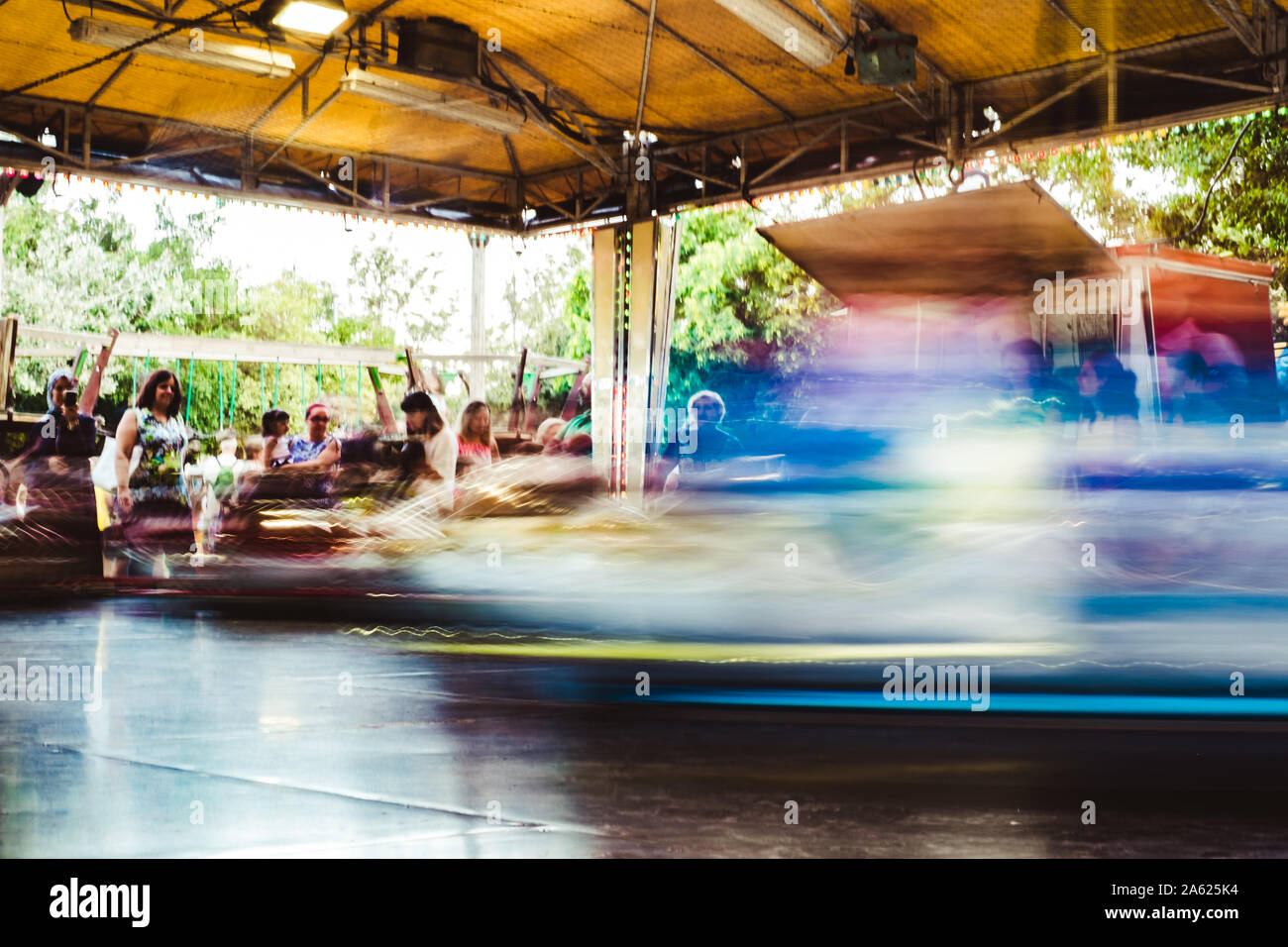 Malaga City, Spain - 20 July 2018. Fun adults and children attractions ...