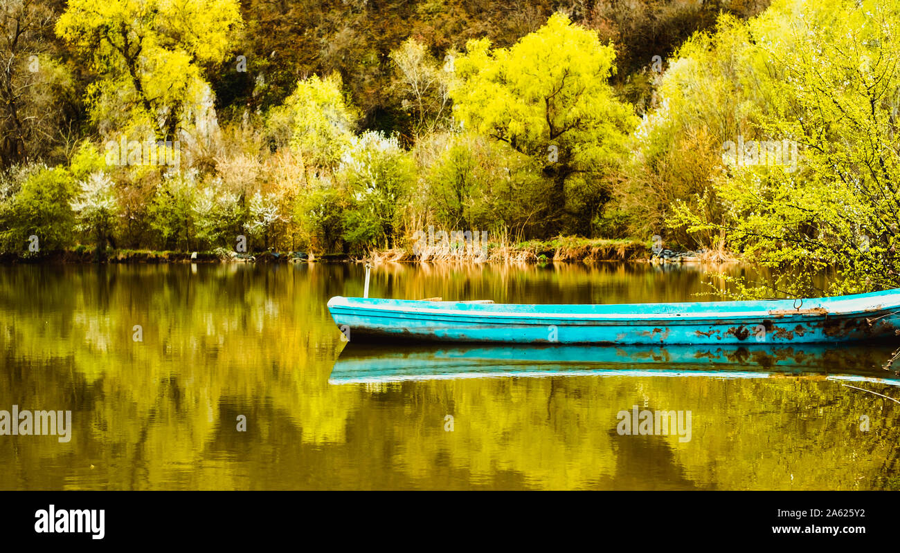 New spring, old fishing boat - Rusenski Lom Park, Ruse district ...