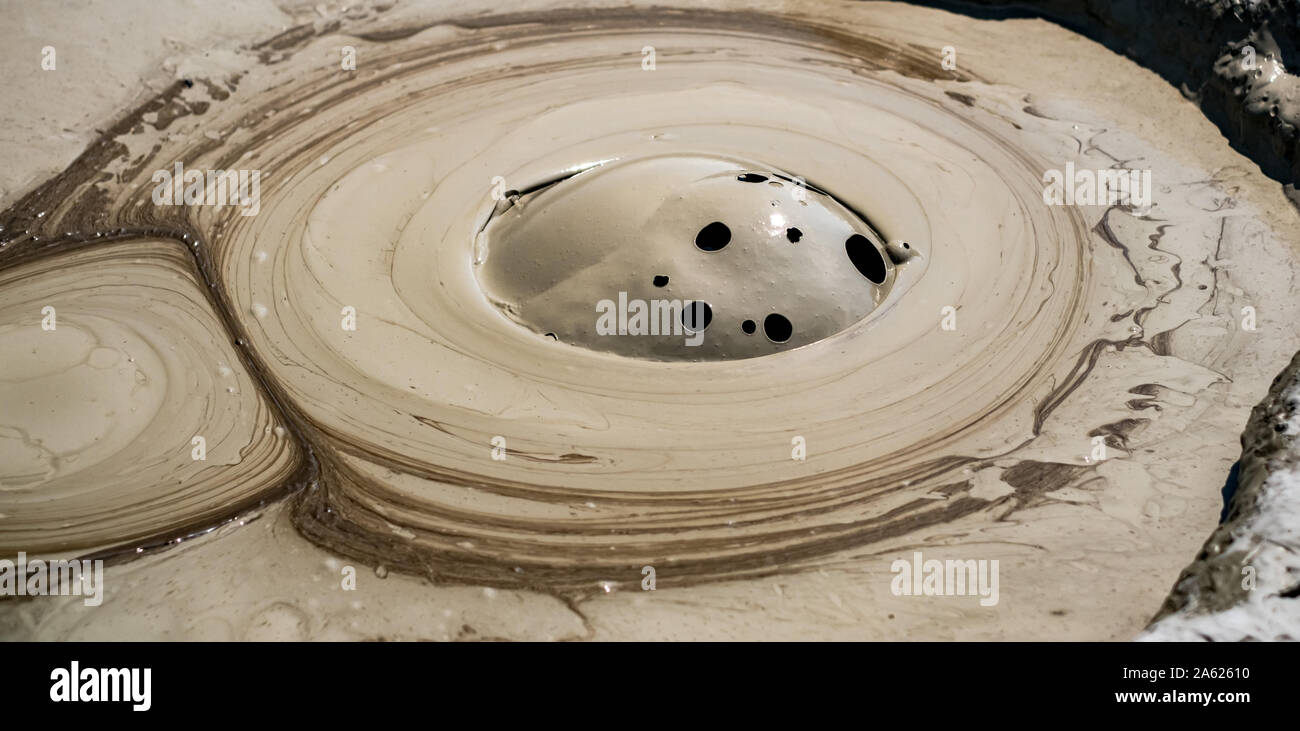 Mud circles from Mud Volcanoes - Buzau, Romania Stock Photo - Alamy
