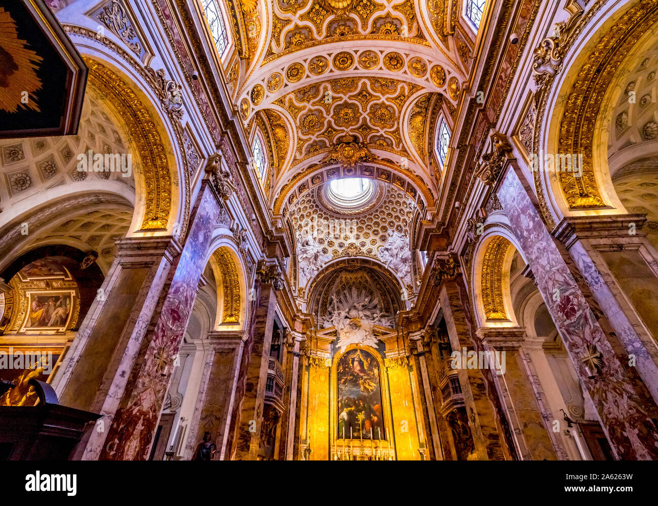 Tall Arches Nave Saint Louis of French Basilica Church Rome Italy ...
