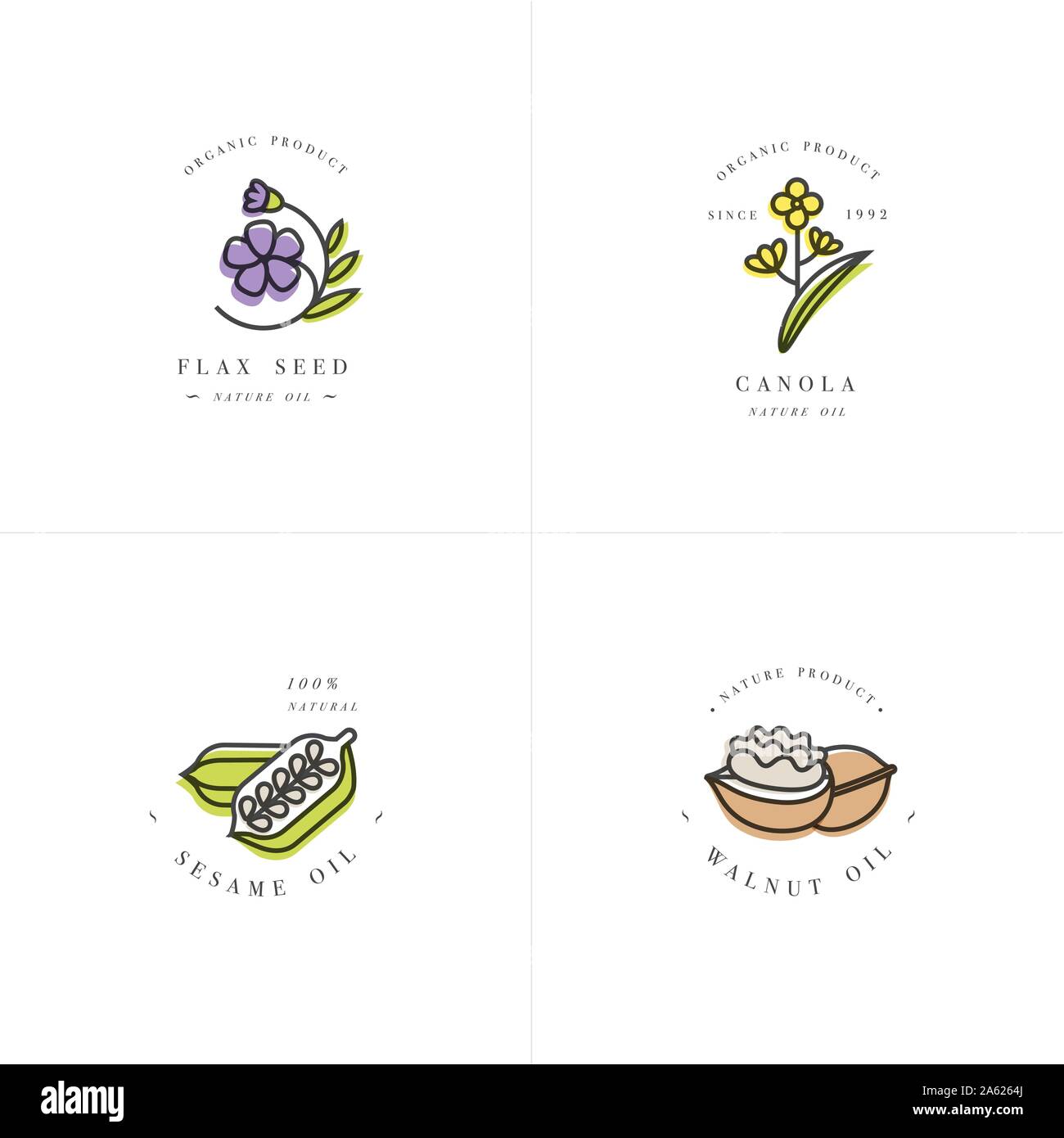 Vector set design templates and emblems - healthy and cosmetics oils ...