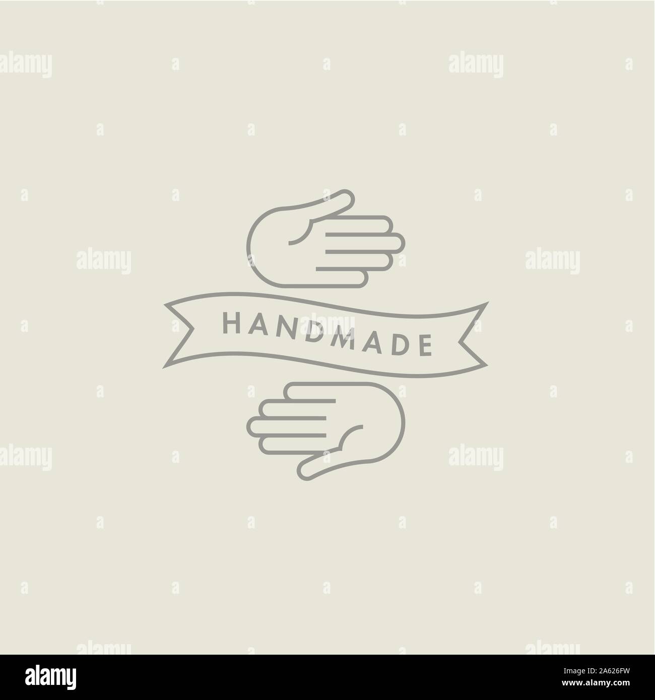 Vector hand made label and badge in linear trendy style - hand made ...