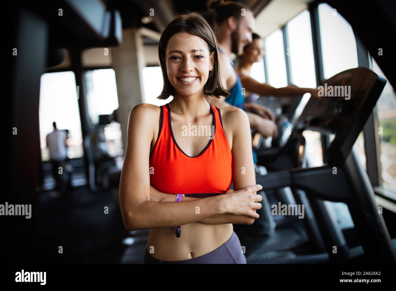 Sport, fitness, lifestyle and people concept. Happy fit people ...