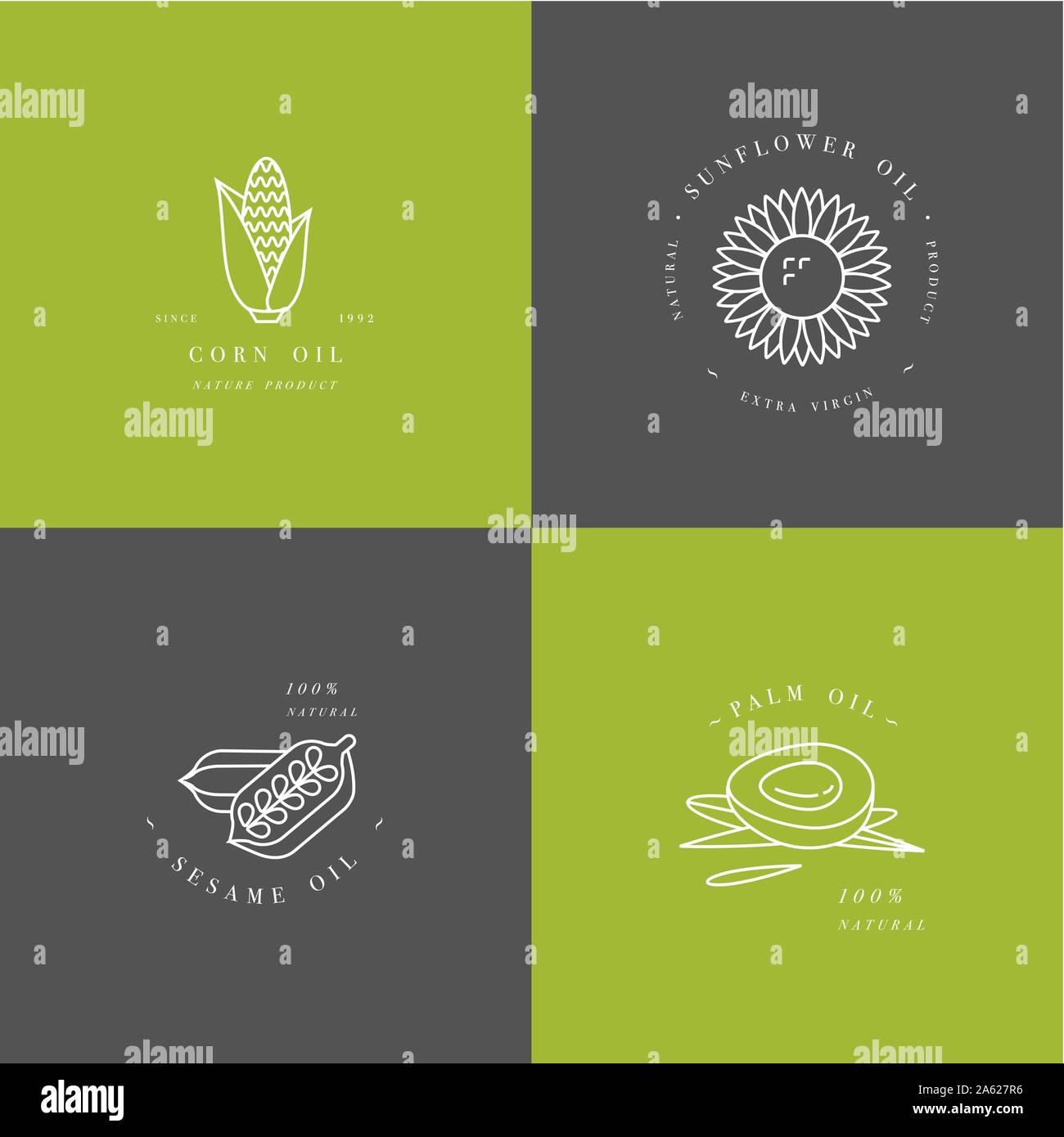 Vector set design templates and emblems - healthy and cosmetics oils ...