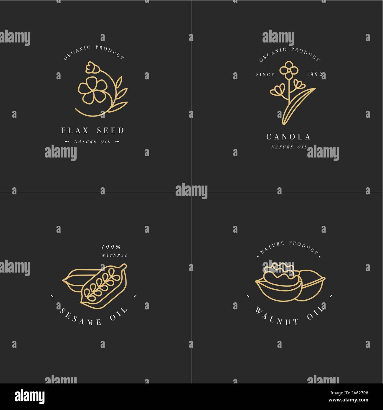 Vector set design templates and emblems - healthy and cosmetics oils ...