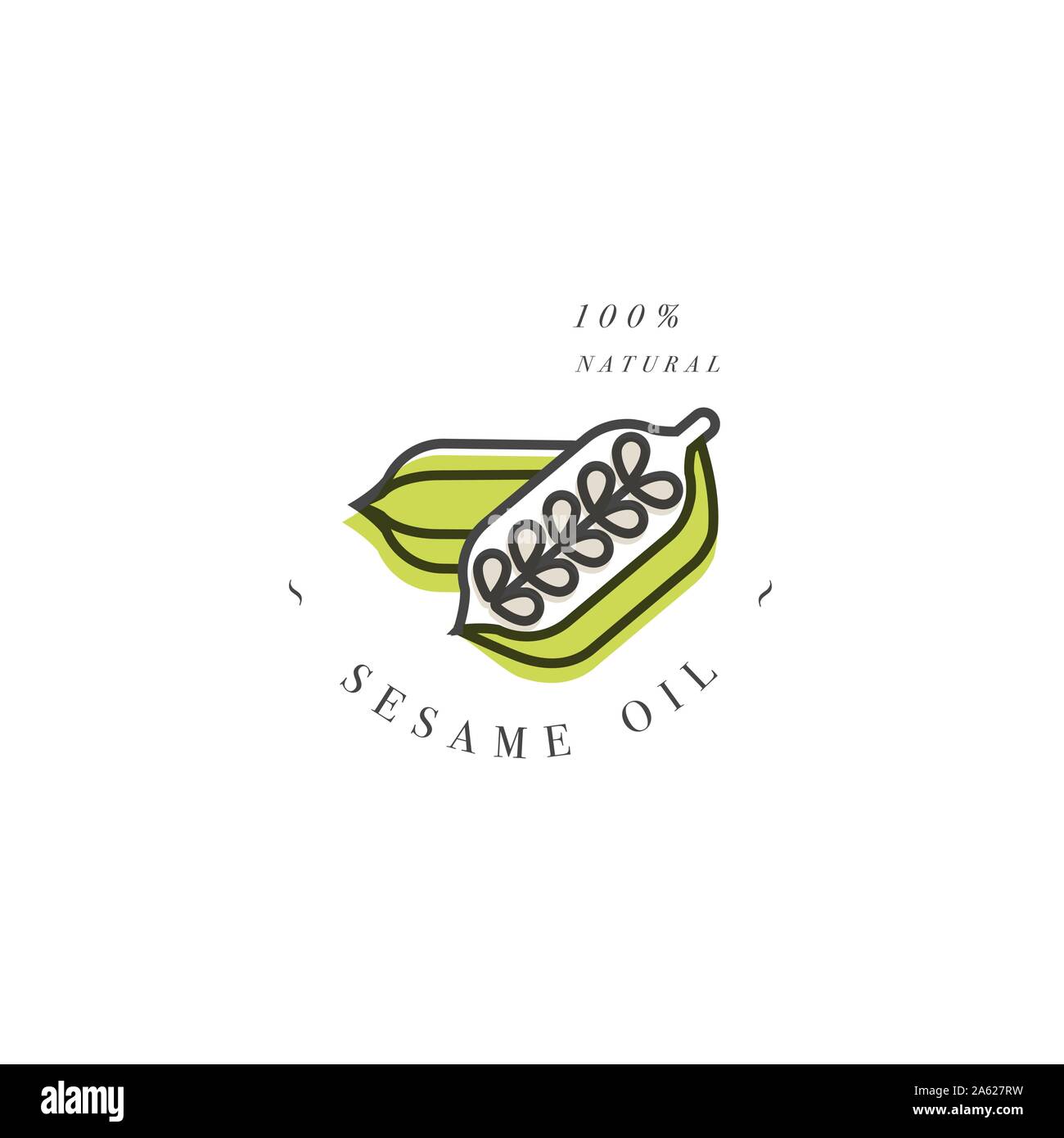 Vector design element and icon in linear style - sesame seed oil ...