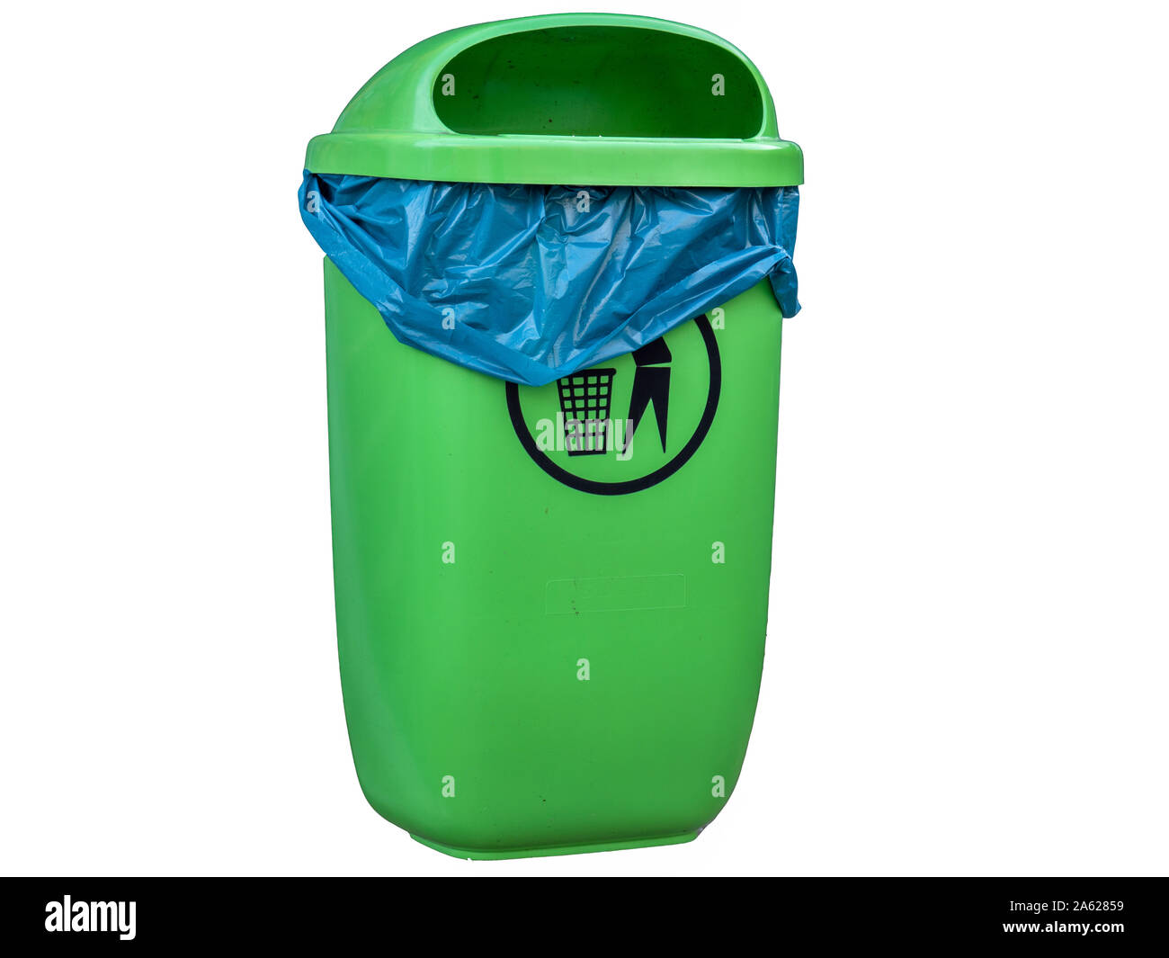 Green trashcan isolated on white background Stock Photo - Alamy