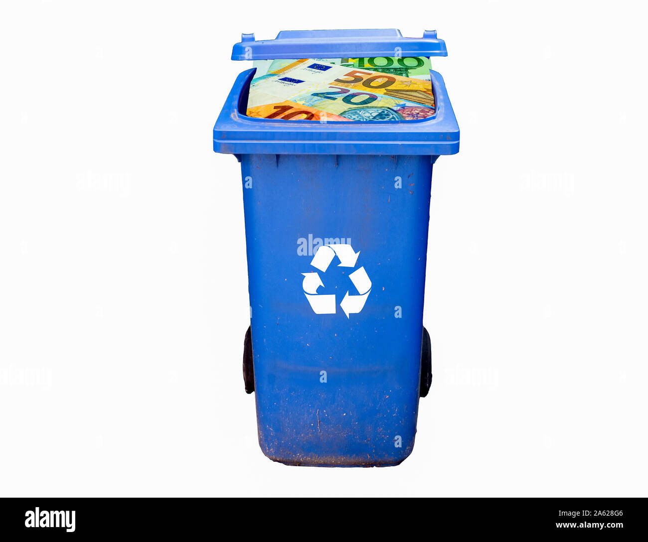 Euro bills in a garbage bin Stock Photo - Alamy