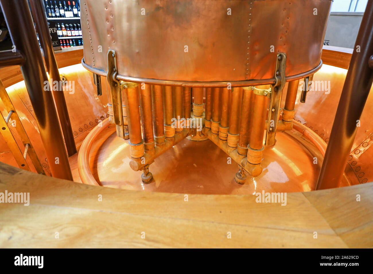 An old brewery copper used to brew beer inside the Visitor Centre at ...