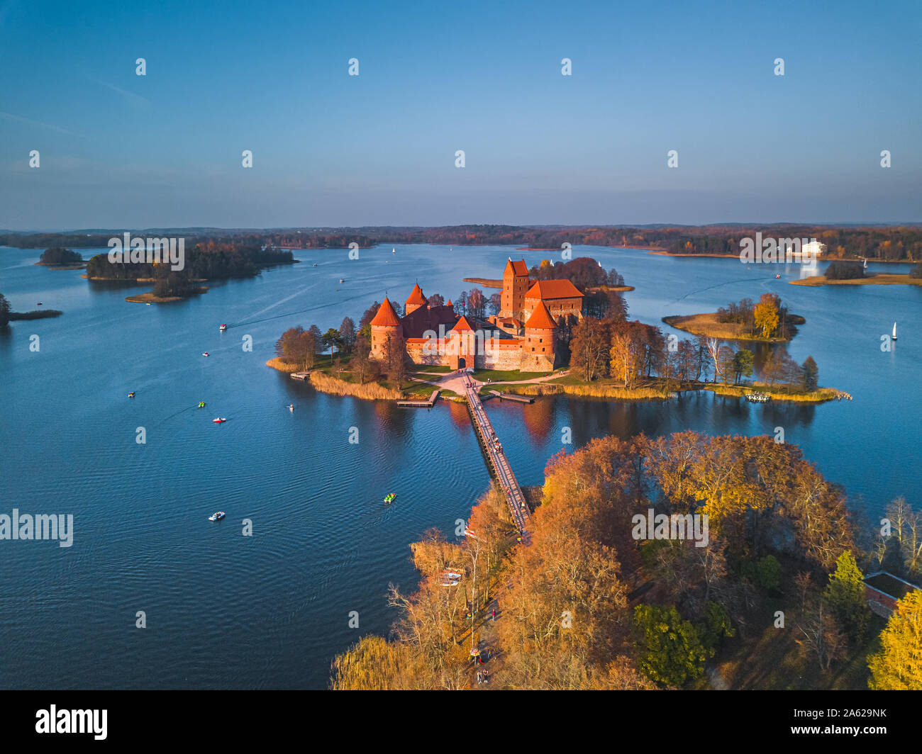 Beautiful drone landscape image of Trakai castle Stock Photo - Alamy