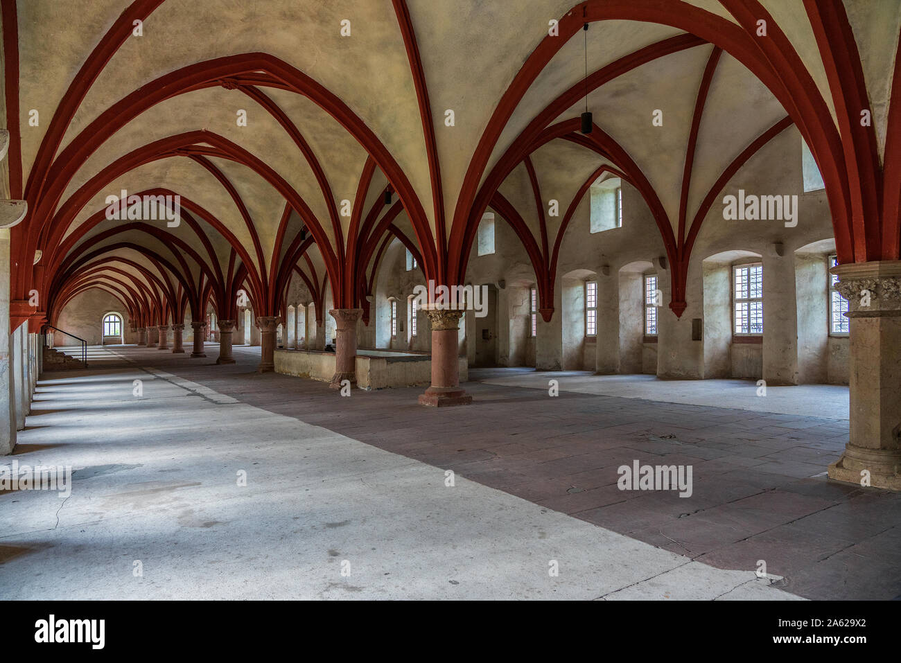 View into the monk's dormitory, Eberbach Abbey Stock Photo - Alamy