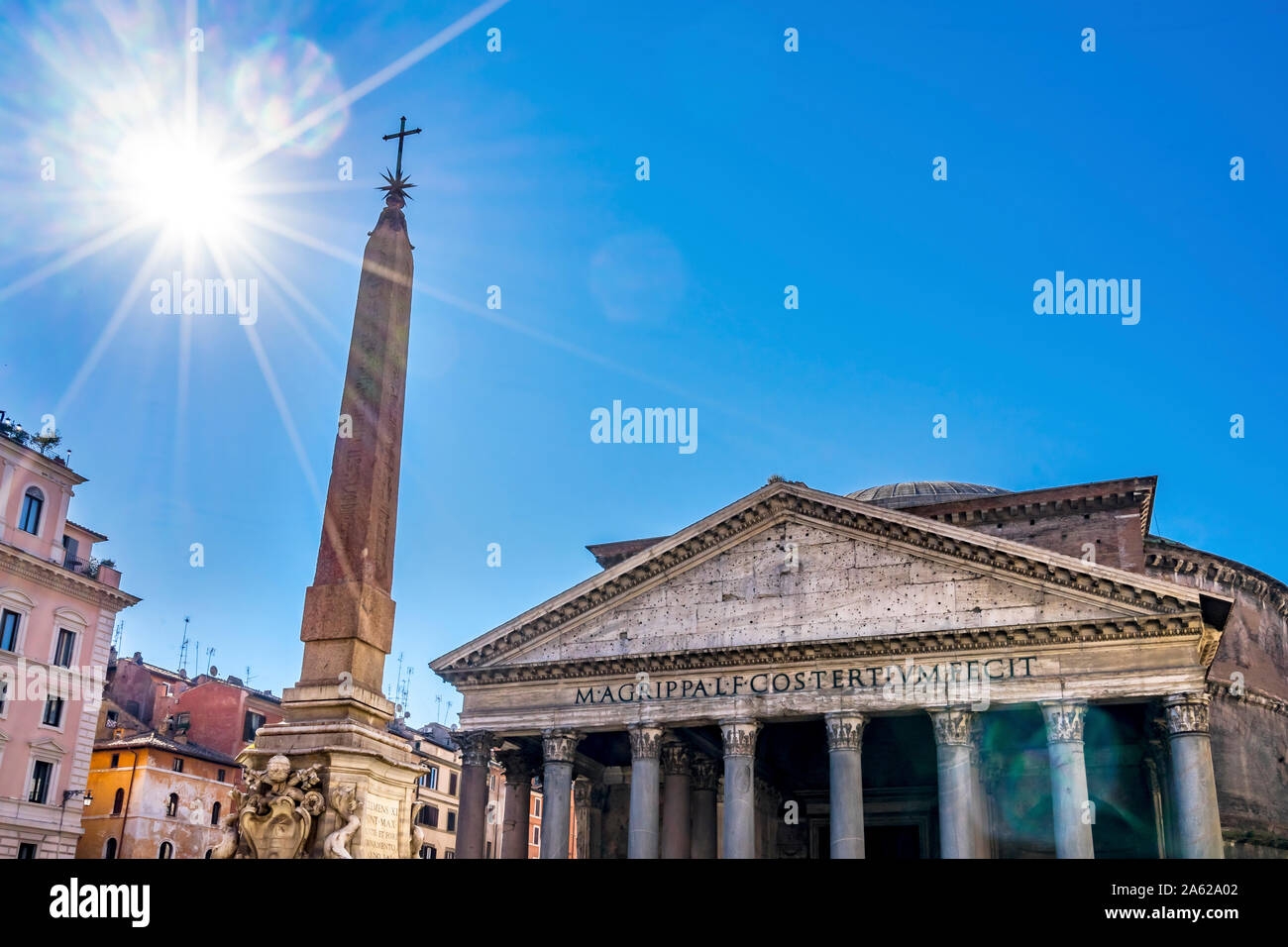 Roman Columns Pantheon Sun Star Rome Italy Rebuilt by Hadrian in 118 to ...