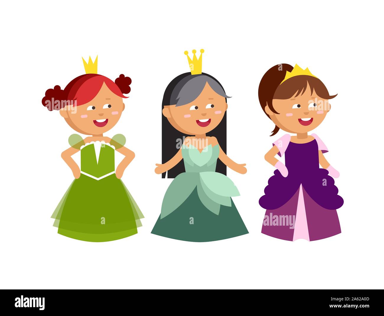 Princesses Vector Set Cute Collection Of Beautiful Characters Stock