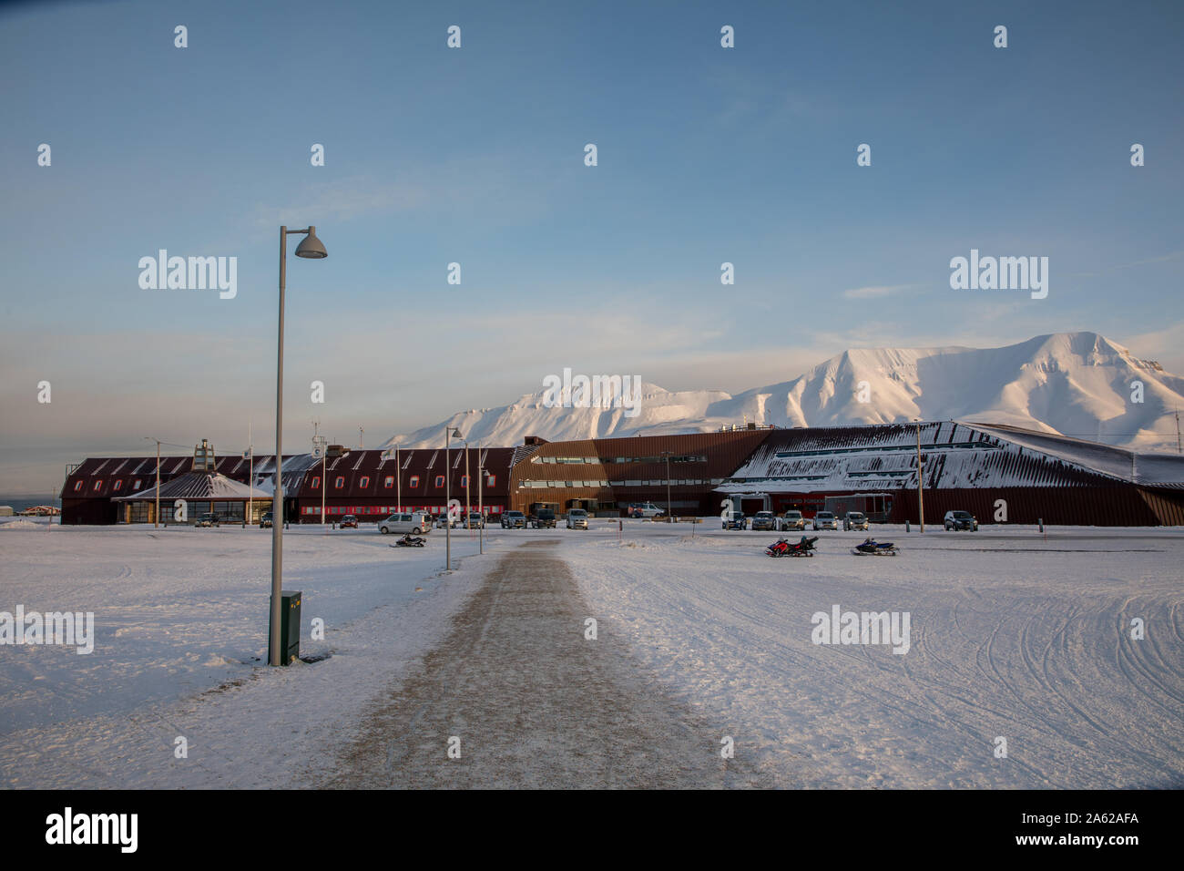 Longyearbyen, Svalbard in Norway - March 2019: The University Center, Svalbard Science Center ...