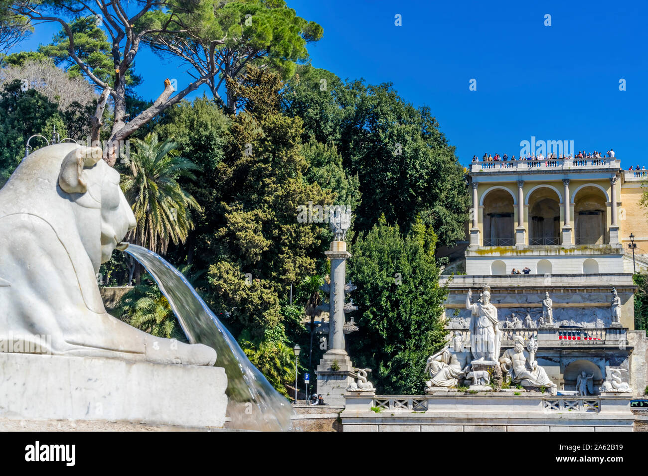 Lion Statue Fountain Goddess of Rome Statues Piazza del Popolo People's ...