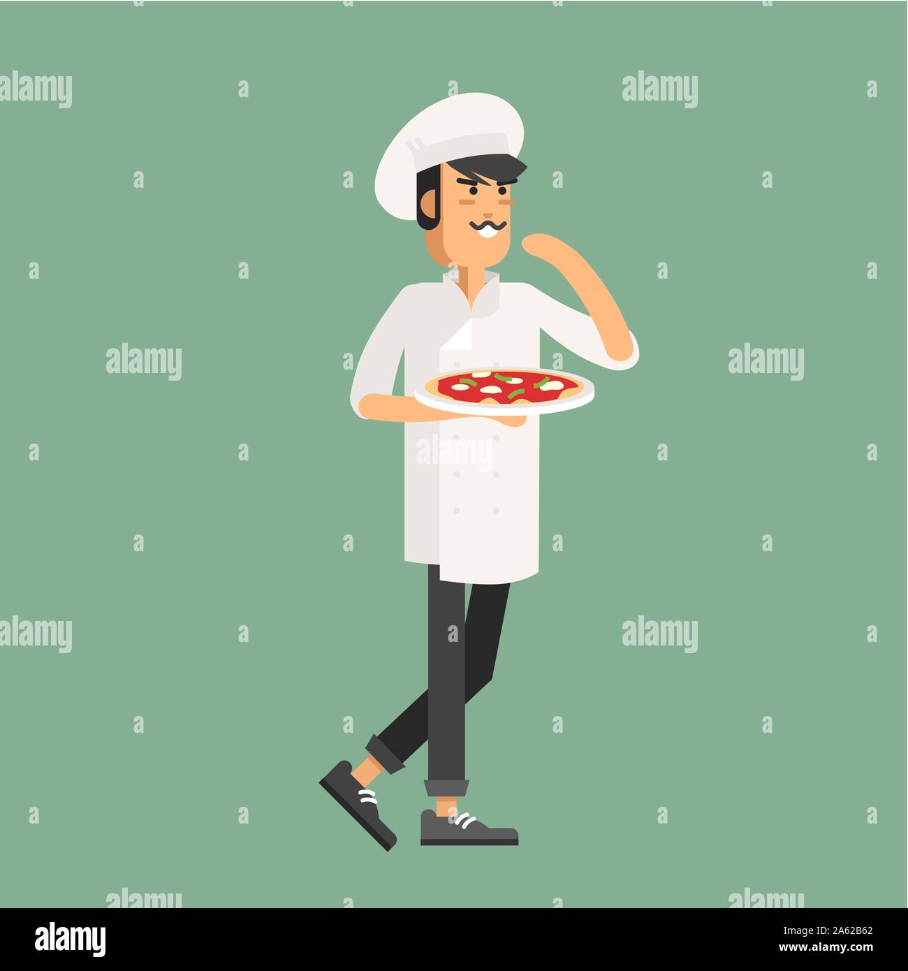 Cartoon pizza chef holding pizza hi-res stock photography and images ...