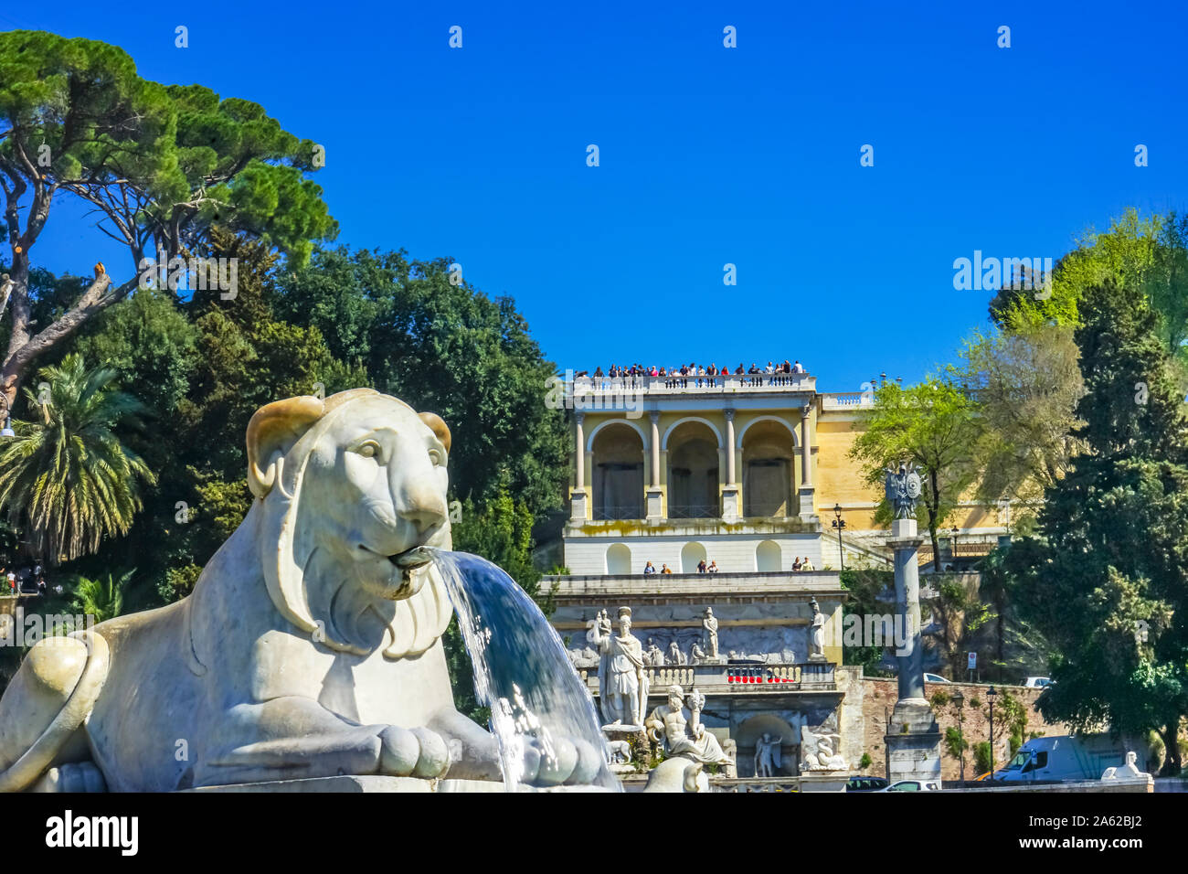 Lion Statue Fountain Goddess of Rome Statues Piazza del Popolo People's ...