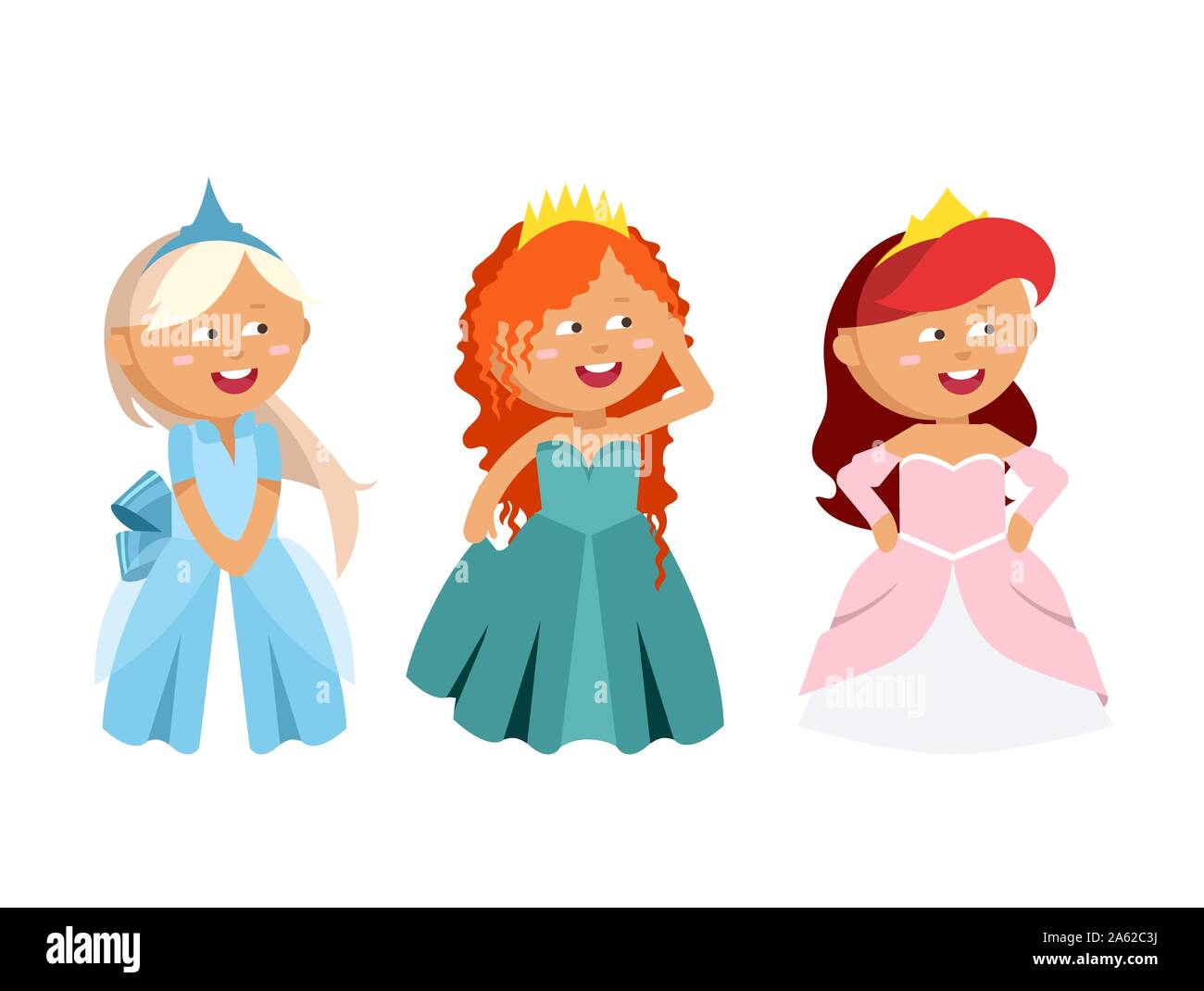 Princesses Vector Set Cute Collection Of Beautiful Characters Stock