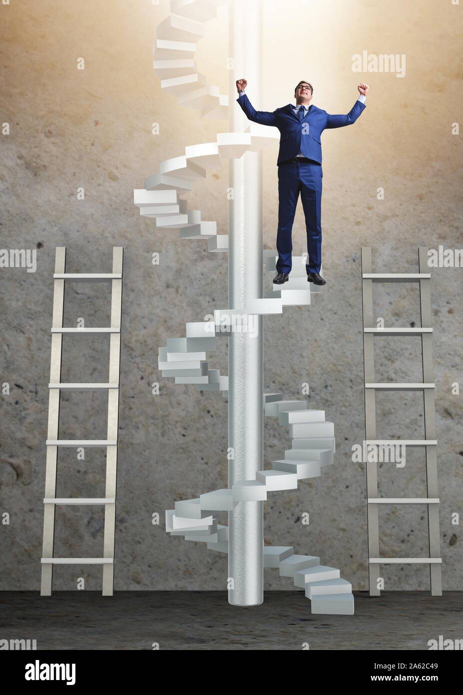 Career progression concept with ladders and staircase Stock Photo - Alamy