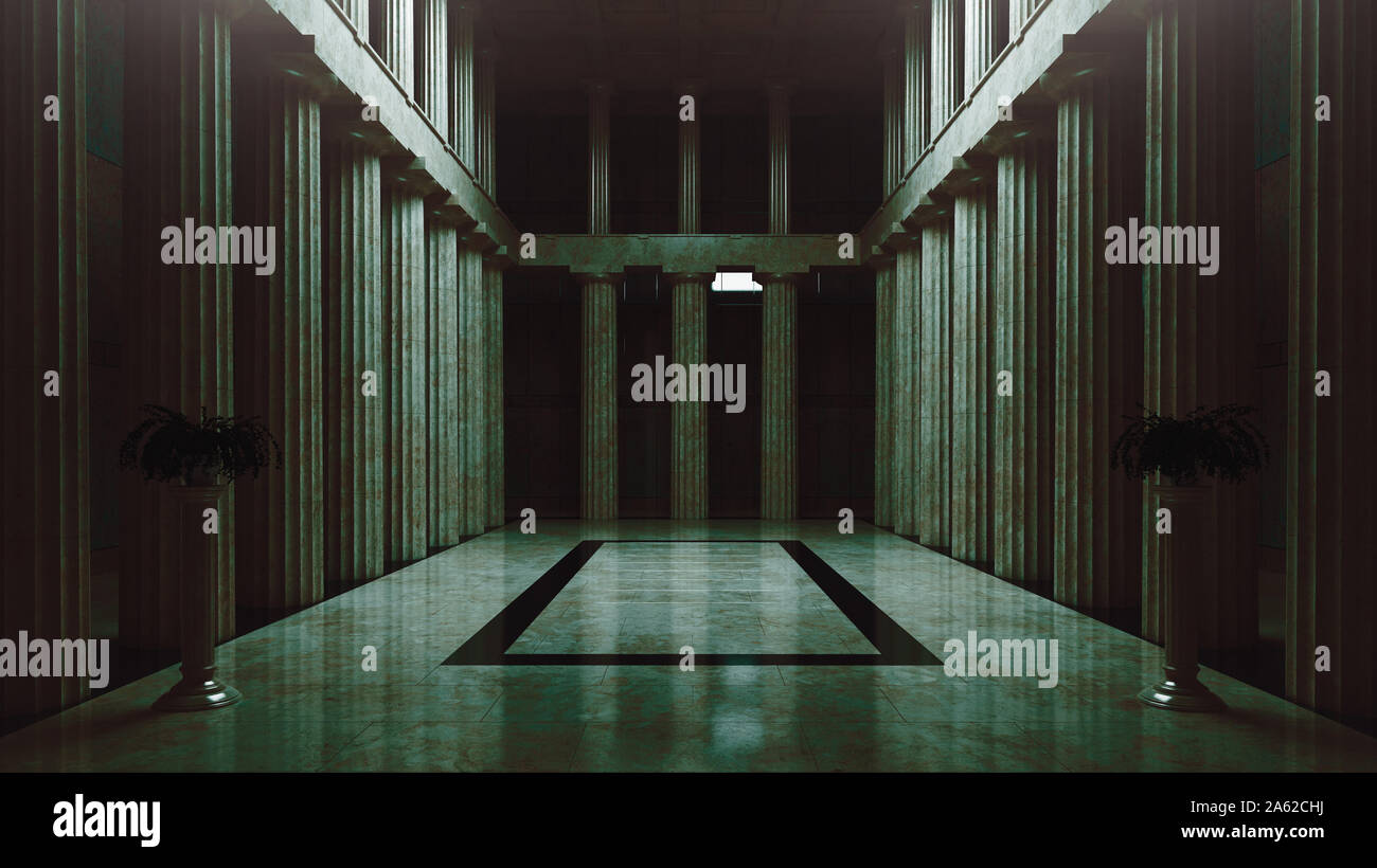 Abandoned assembly hall, empty room, 3d rendering Stock Photo - Alamy