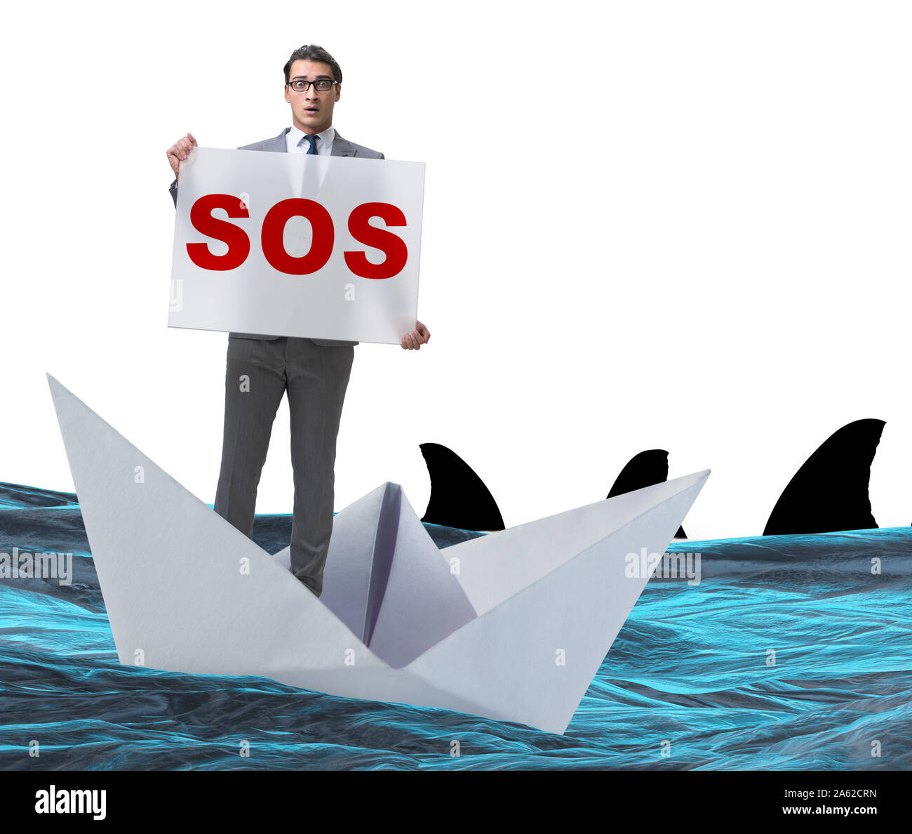 Businessman asking help sos hi-res stock photography and images - Alamy