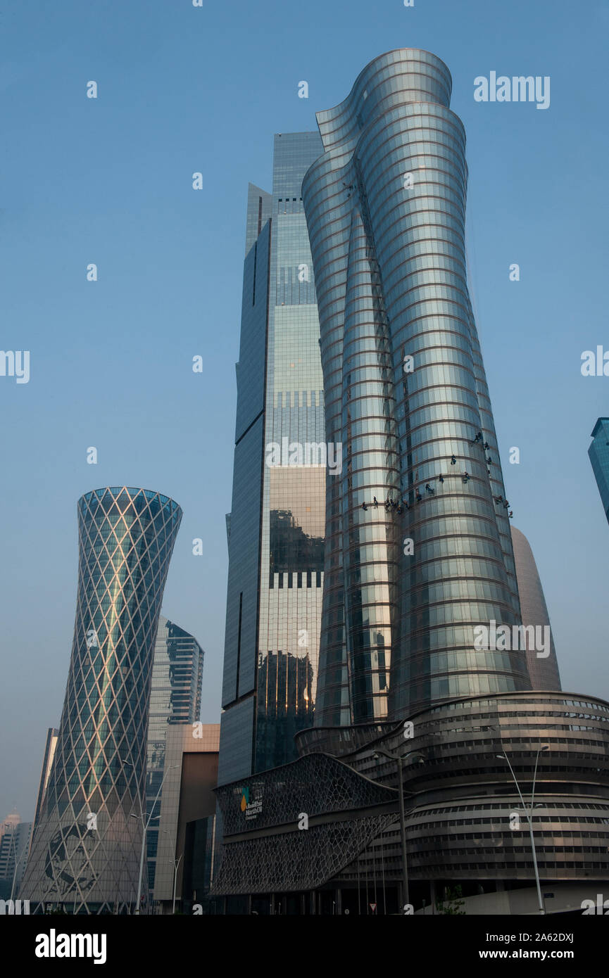 The iconic Tornado tower and other modern skyscraper offices in Doha ...