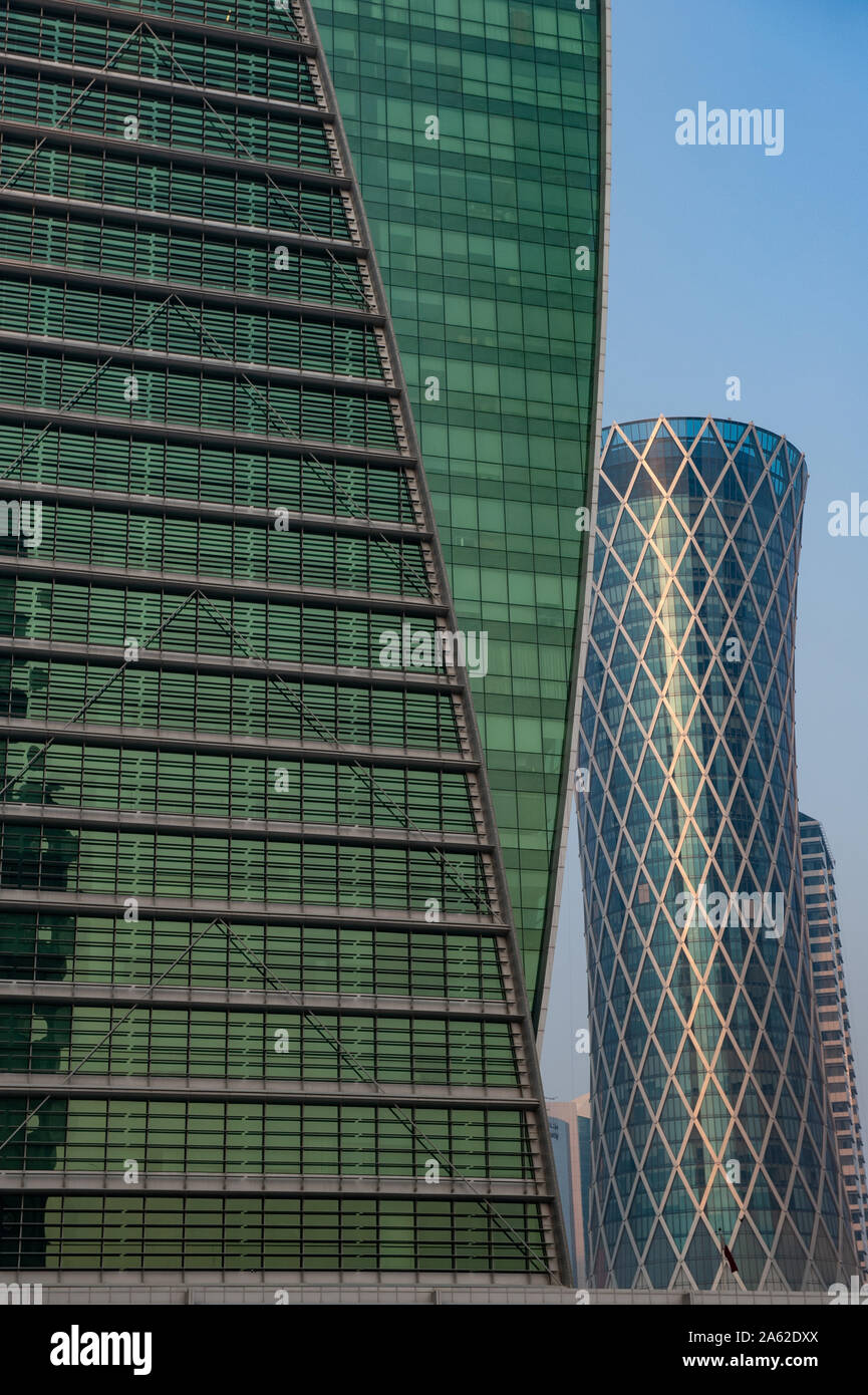 The iconic Tornado tower and other modern skyscraper offices in Doha ...