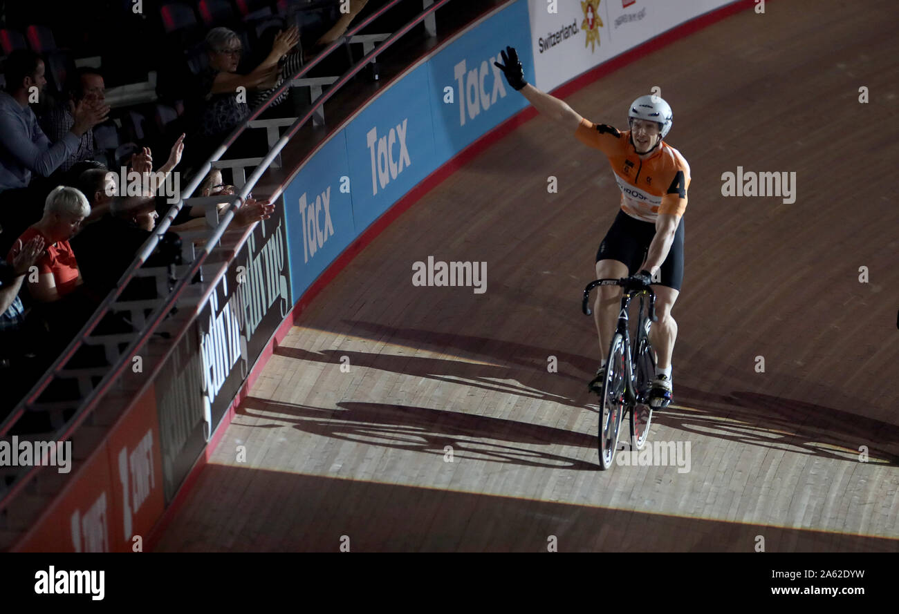 Ireland’s Eoin Mullen celebrates after winning in the Sprint Final ...