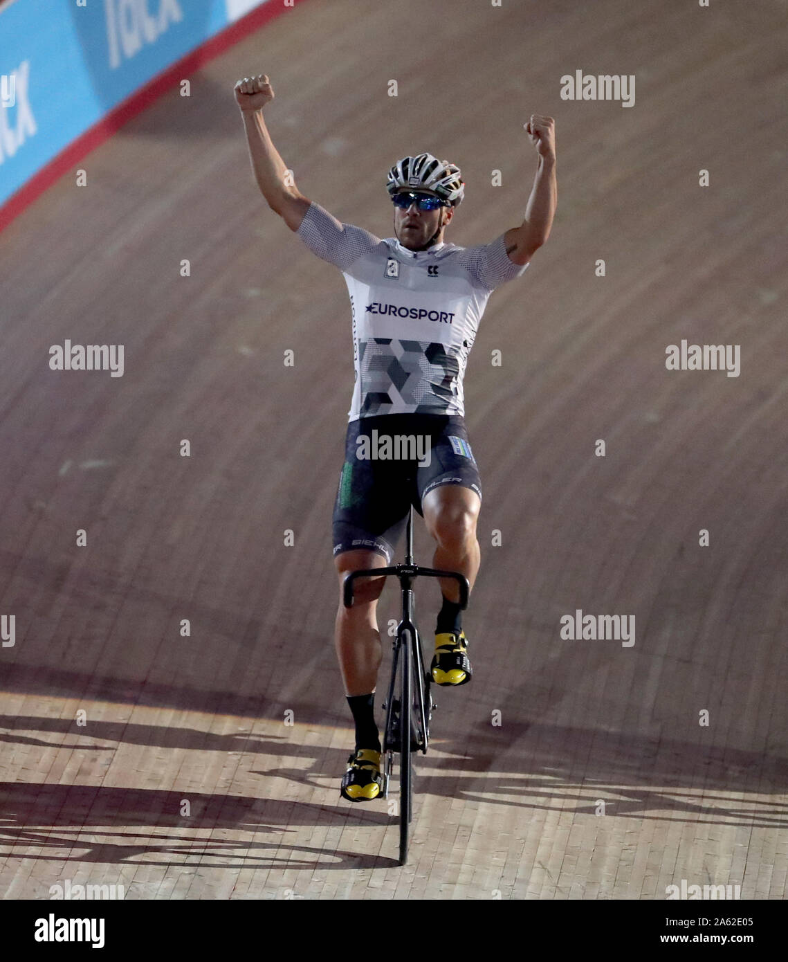 Germany’s Maximilian Levy celebrates after winning in the Sprint Final ...