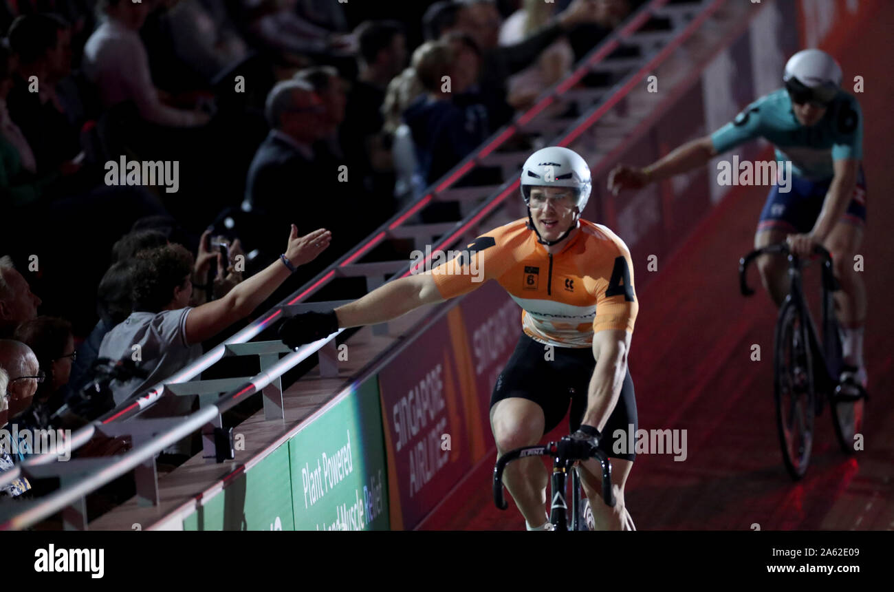 Ireland’s Eoin Mullen celebrates after winning in the Sprint Final ...