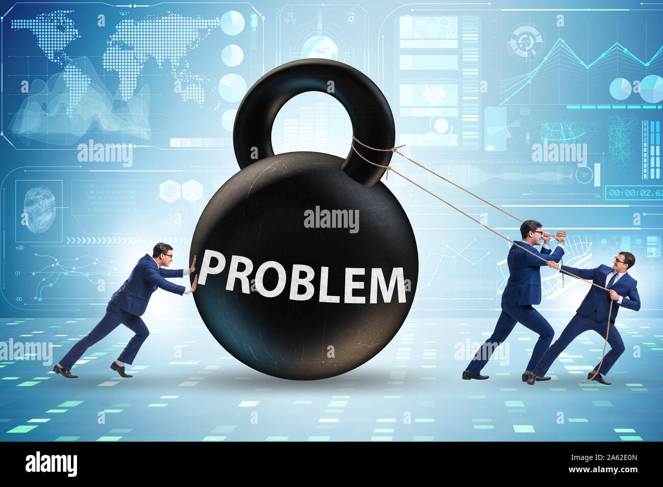 The businessmen trying to deal with difficult problem Stock Photo - Alamy