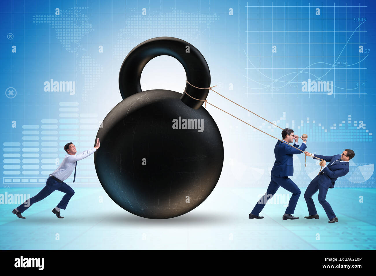 The businessmen trying to deal with difficult task Stock Photo - Alamy