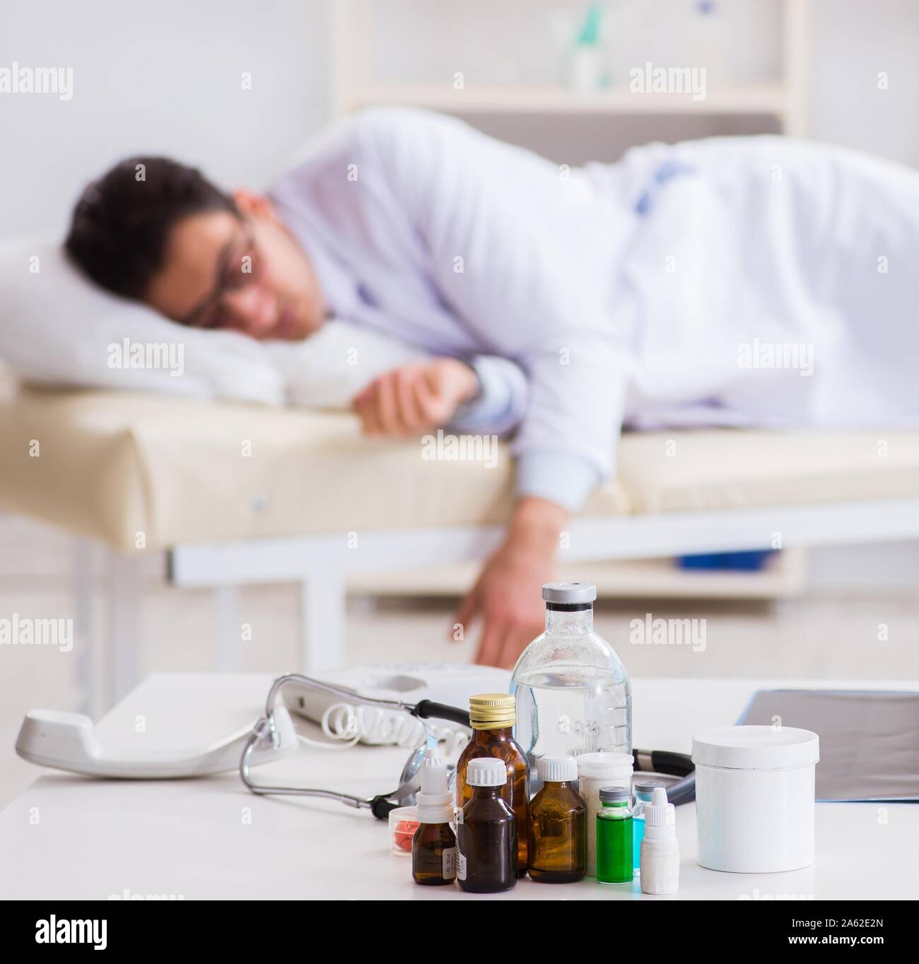 The doctor relaxing after complex surgery in hospital Stock Photo - Alamy
