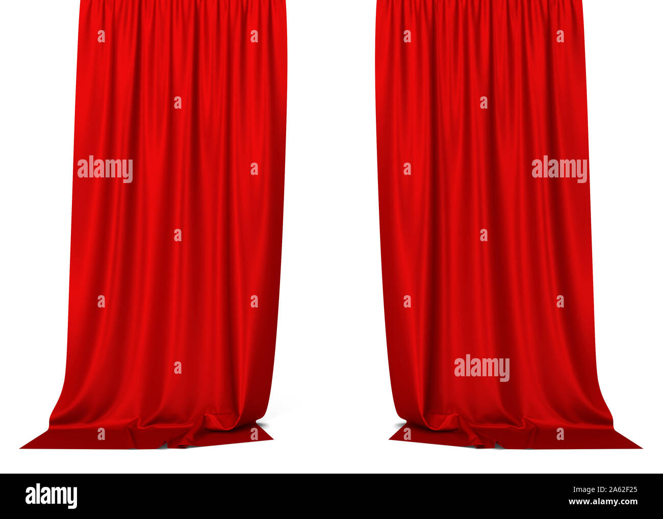Red curtains. 3d illustration isolated on white background Stock Photo ...