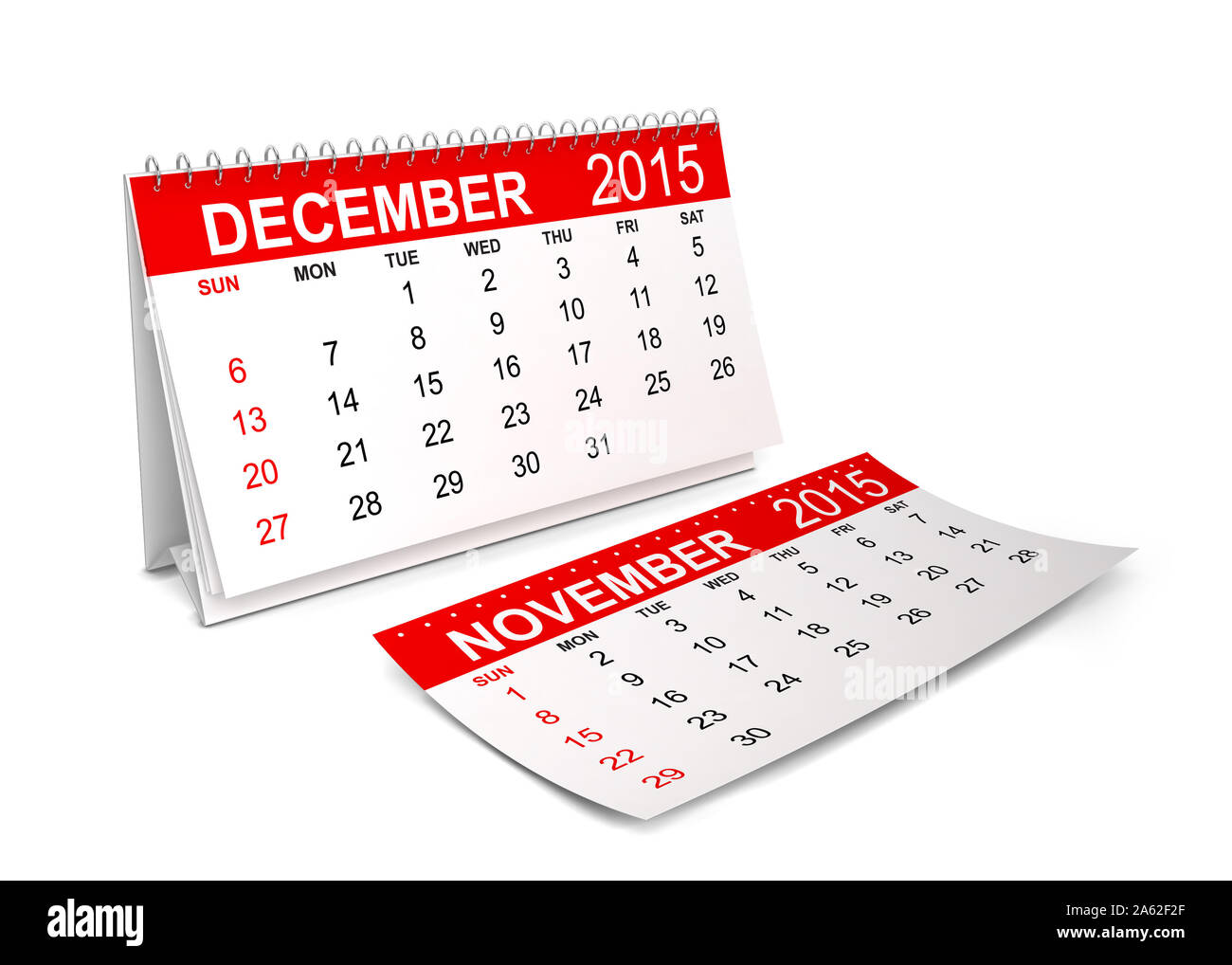 2015 Calendar. December. 3d illustration isolated on white background ...