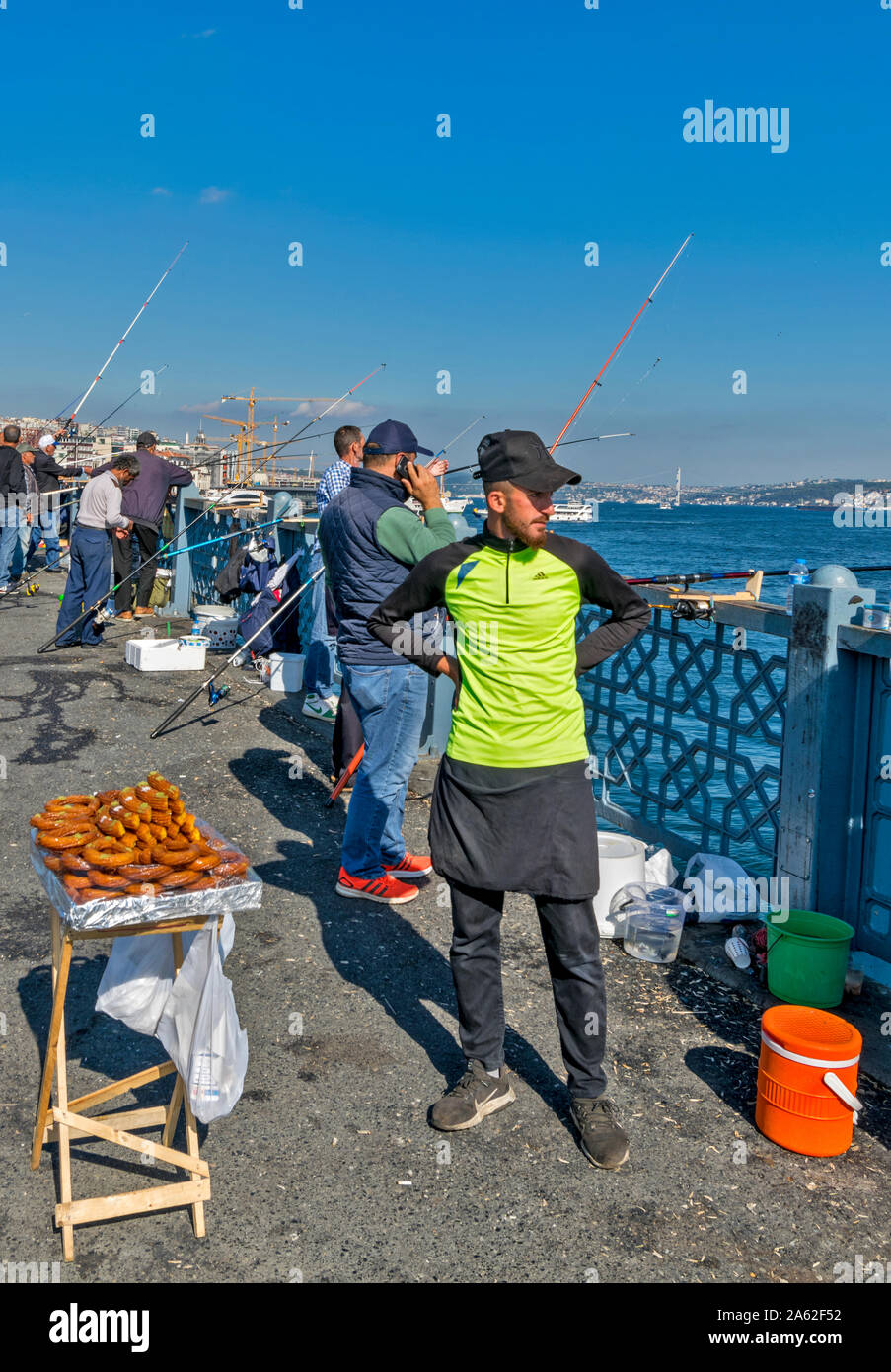 ISTANBUL TURKEY SIMIT OR BREAD ROLLS AND CAKES FOR SALE ON THE GALATA ...