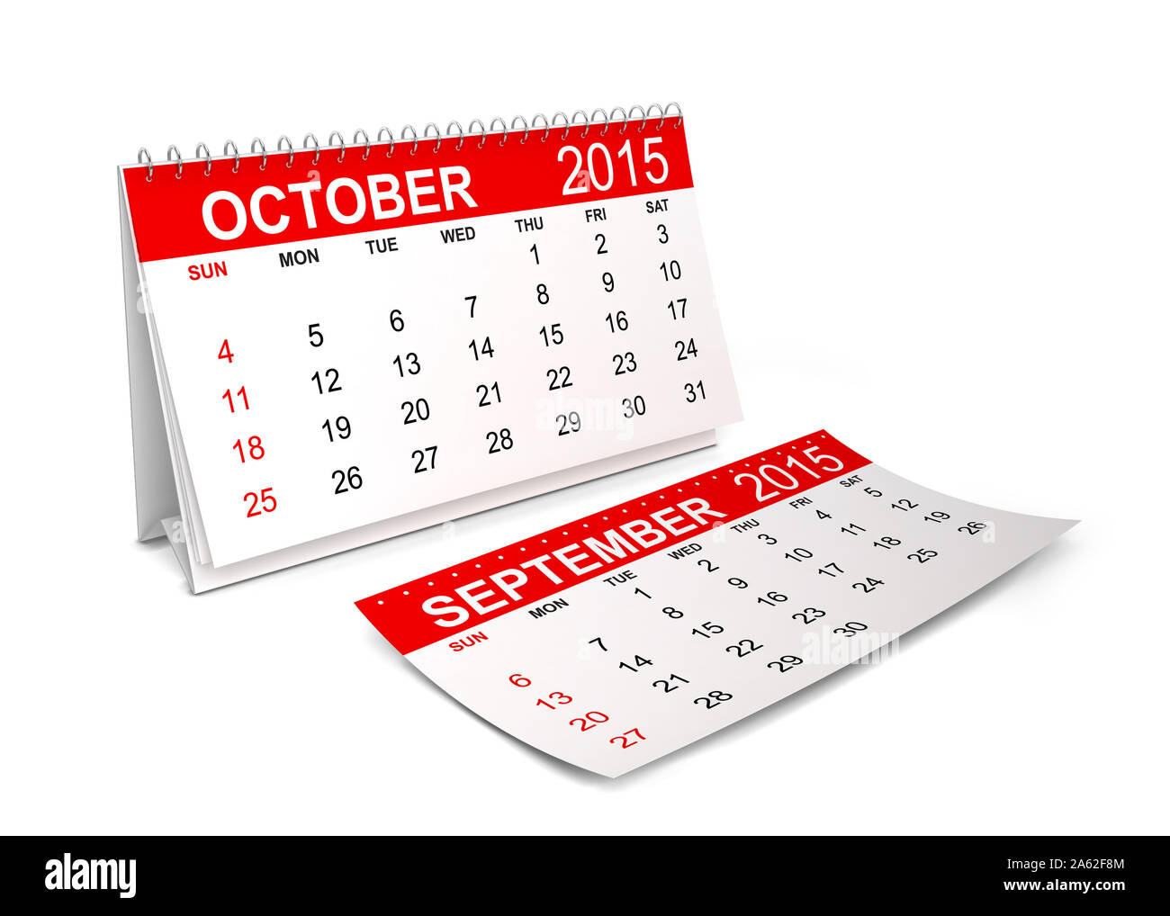 2015 Calendar. October. 3d illustration isolated on white background ...