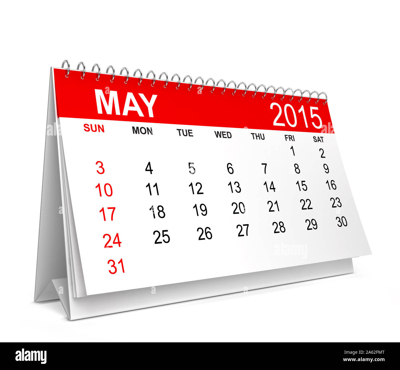 2015 Calendar. May. 3d illustration isolated on white background Stock ...