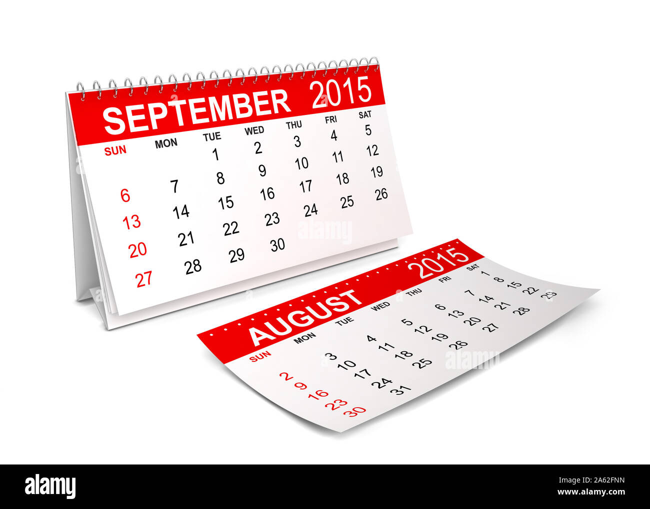 2015 Calendar. September. 3d illustration isolated on white background ...