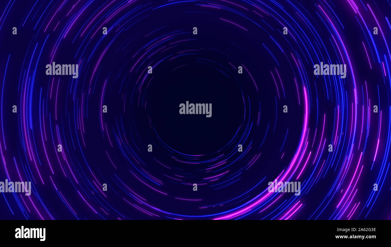 Blue and purple abstract circular radial lines background. Data flow ...